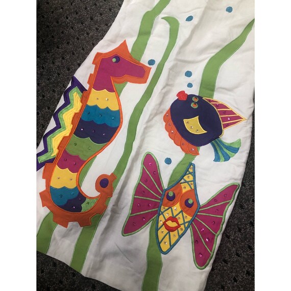 Cute 80s Under the Sea Fish Applique Sheath - Gem