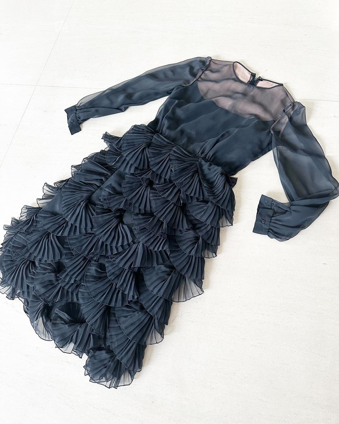 Stunning Fan Pleat Travilla Illusion Dress - Etsy