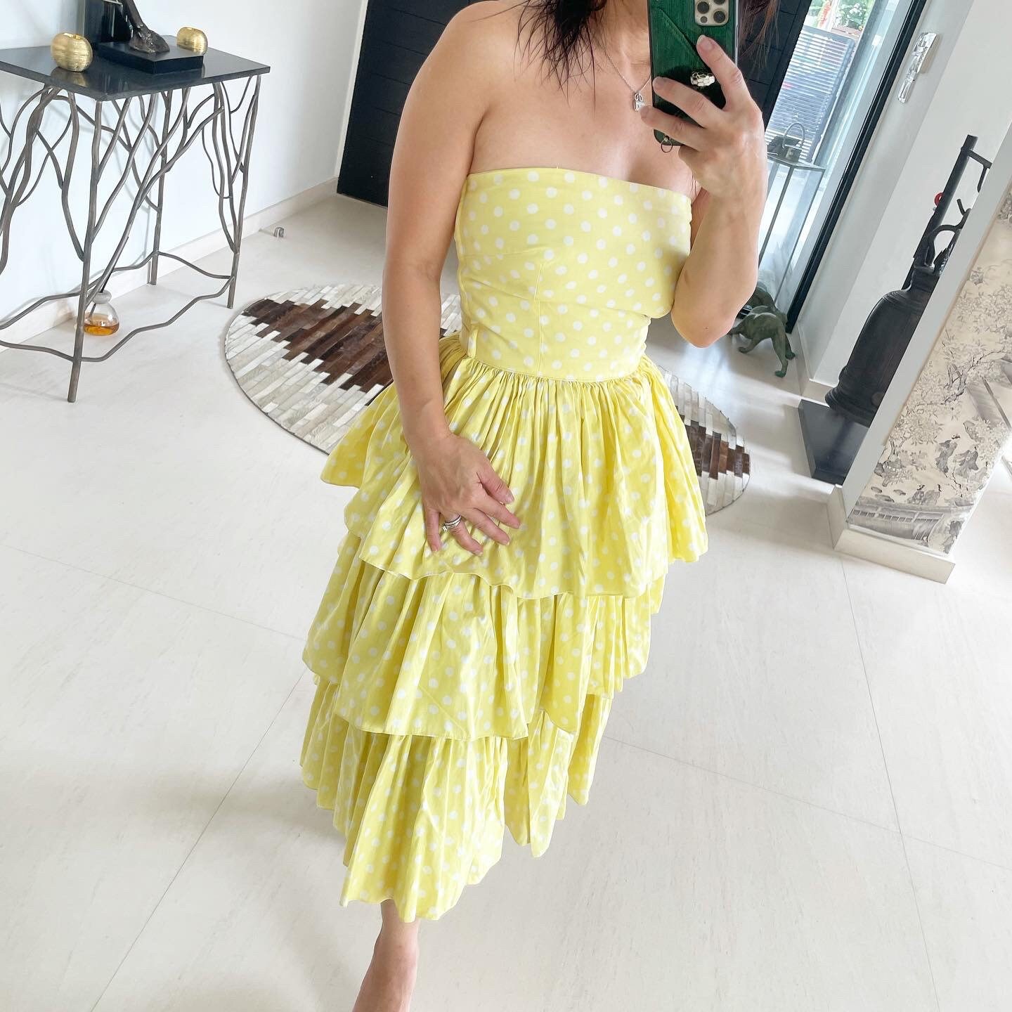 Pretty Yellow Soufflé Tiered Bustier Dress - Etsy