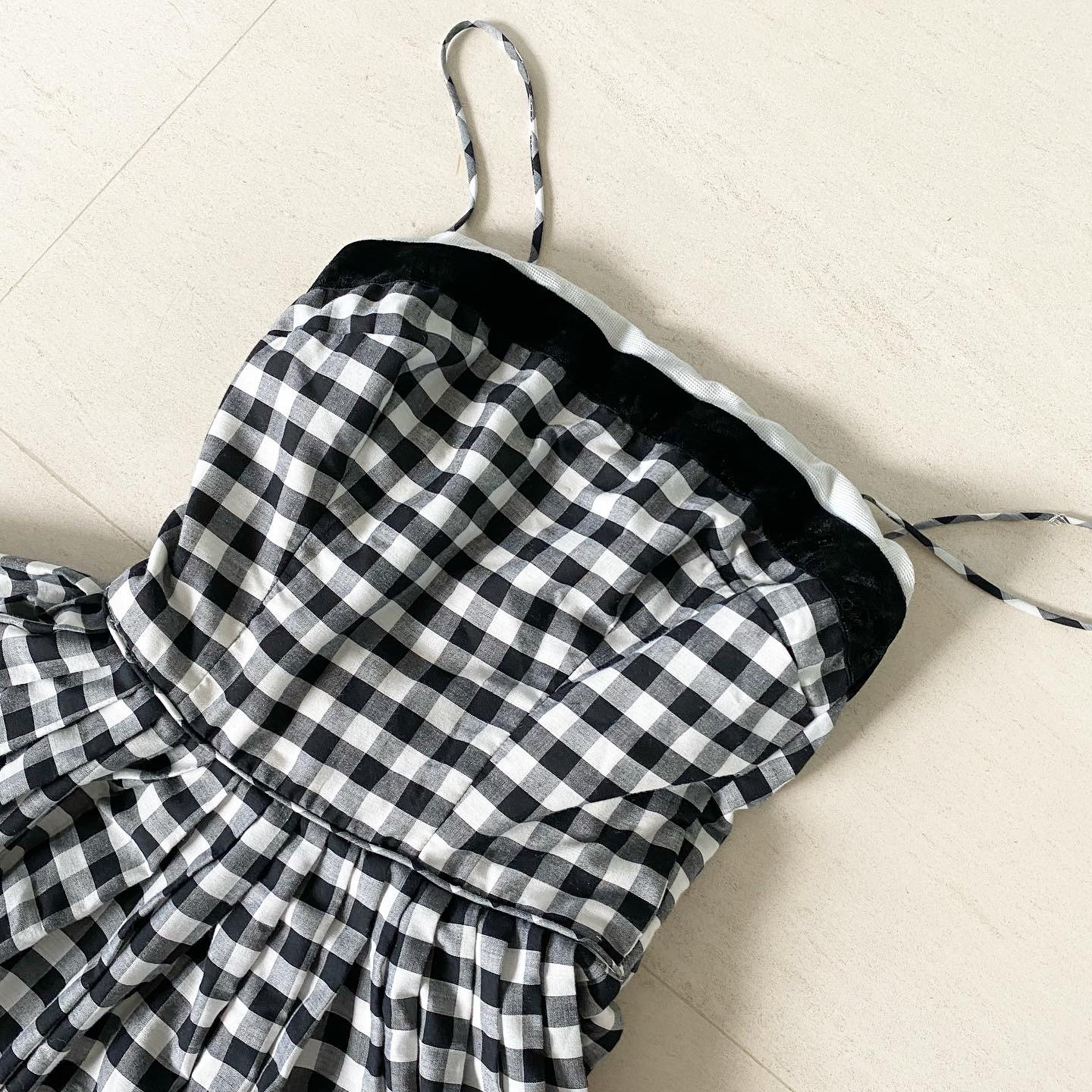Classic 50s Black and White Checked Sundress - Etsy