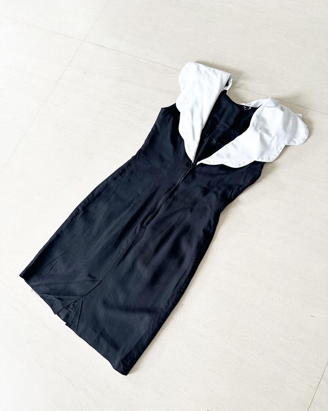 Timeless Black and White Scalloped Bib Neckline Dress - Etsy