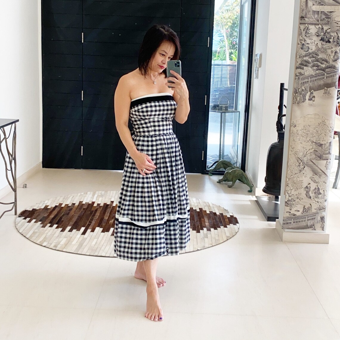 Classic 50s Black and White Checked Sundress | Etsy