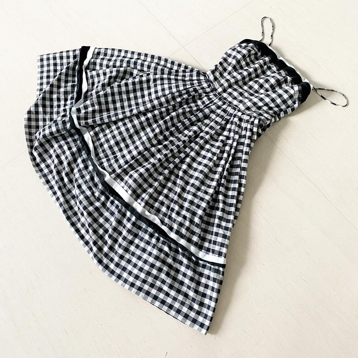 Classic 50s Black and White Checked Sundress | Etsy