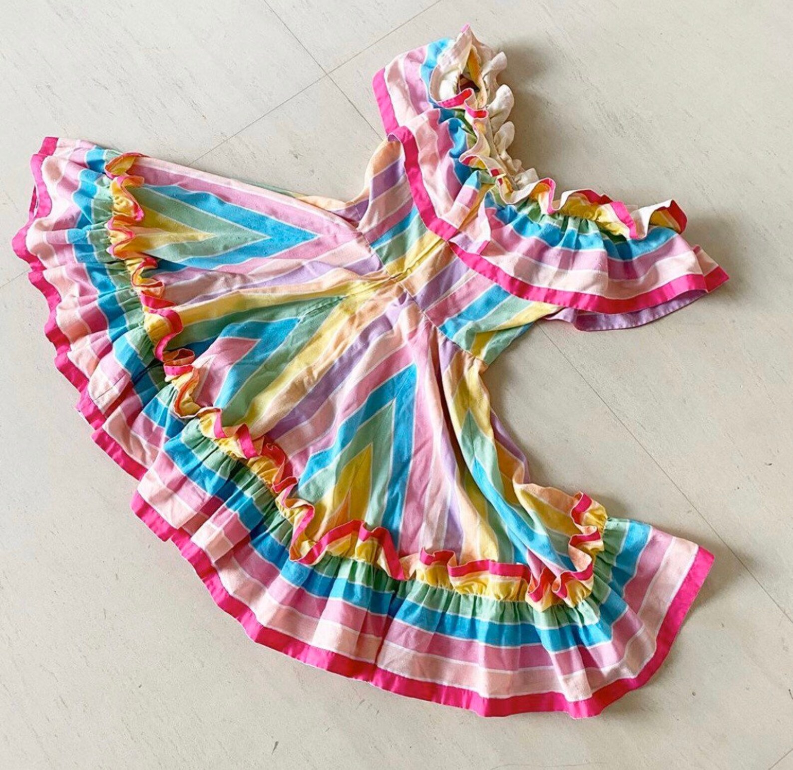 Beautiful Flirty Rainbow Ruffled Dress - Etsy