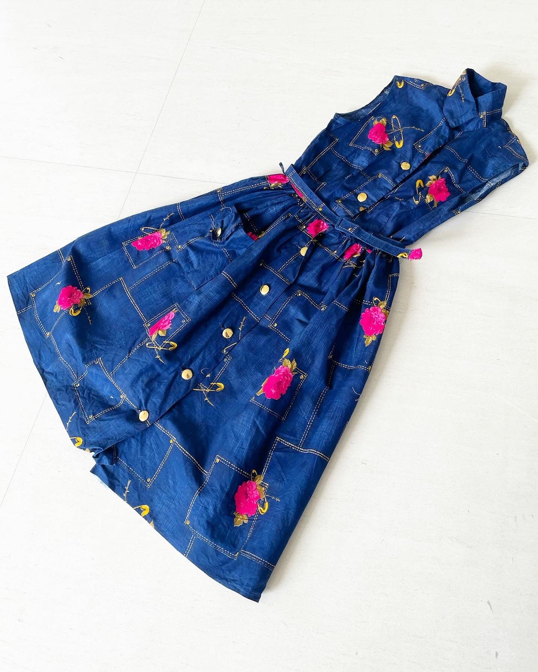Gorgeous Rose and Safety Pin Novelty Print Dress - Etsy