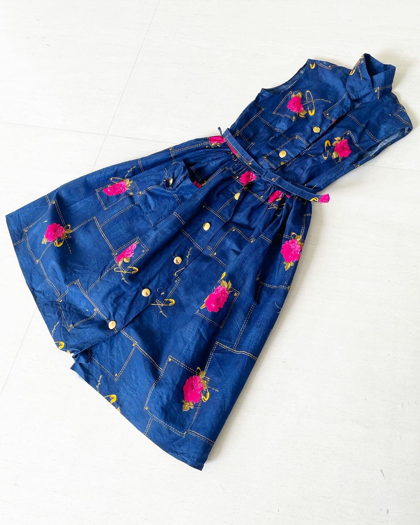 Gorgeous Rose and Safety Pin Novelty Print Dress - Etsy
