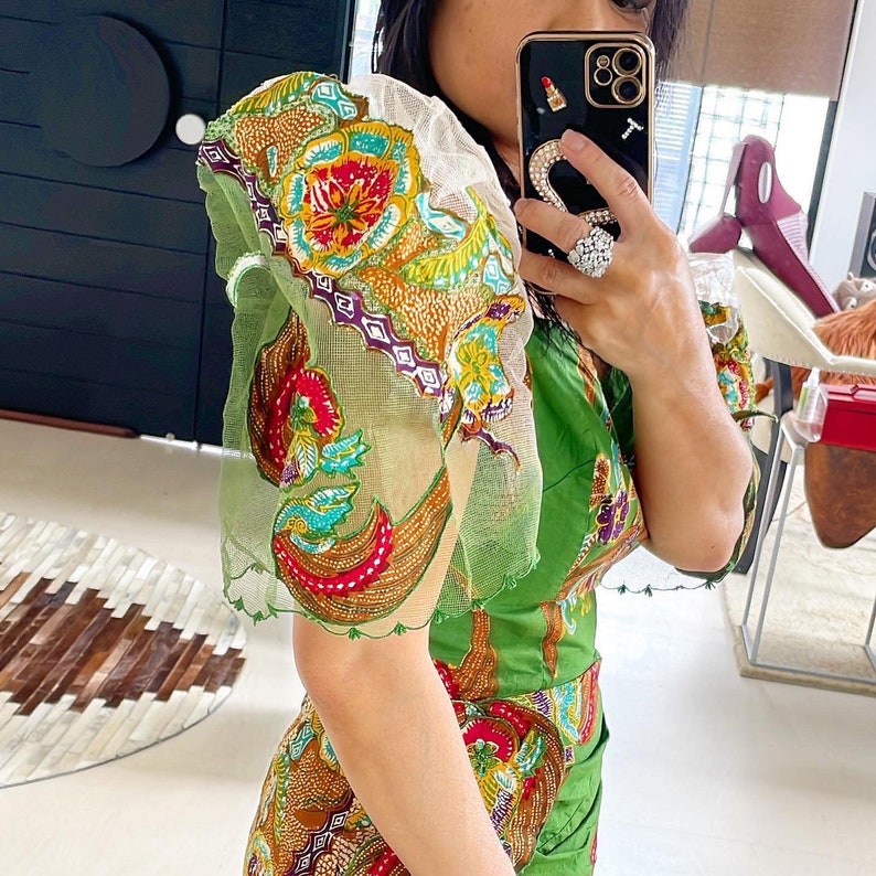 Rare 50s Batik Filipiniana A Dress With Applique Etsy