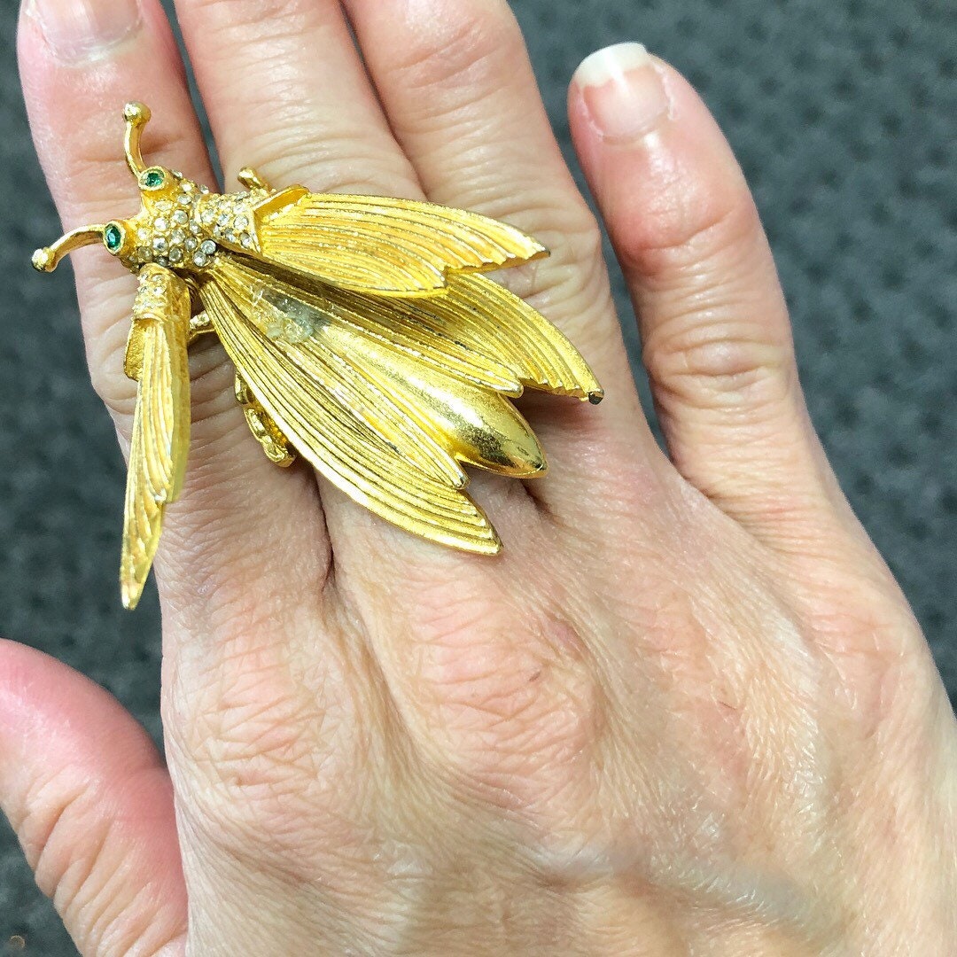 Gorgeous Gold Plated Fly Ring - Etsy