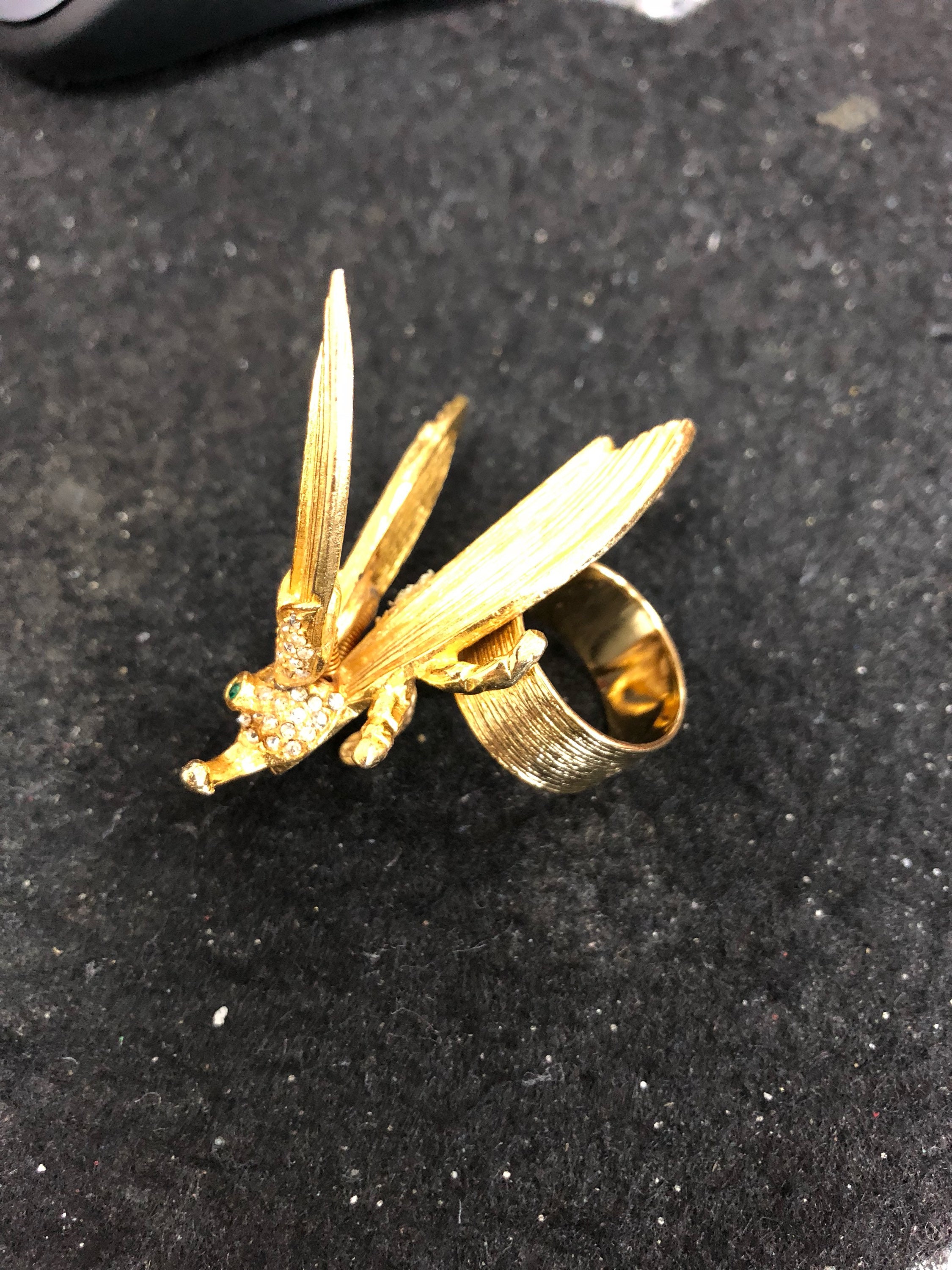 Gorgeous Gold Plated Fly Ring - Etsy