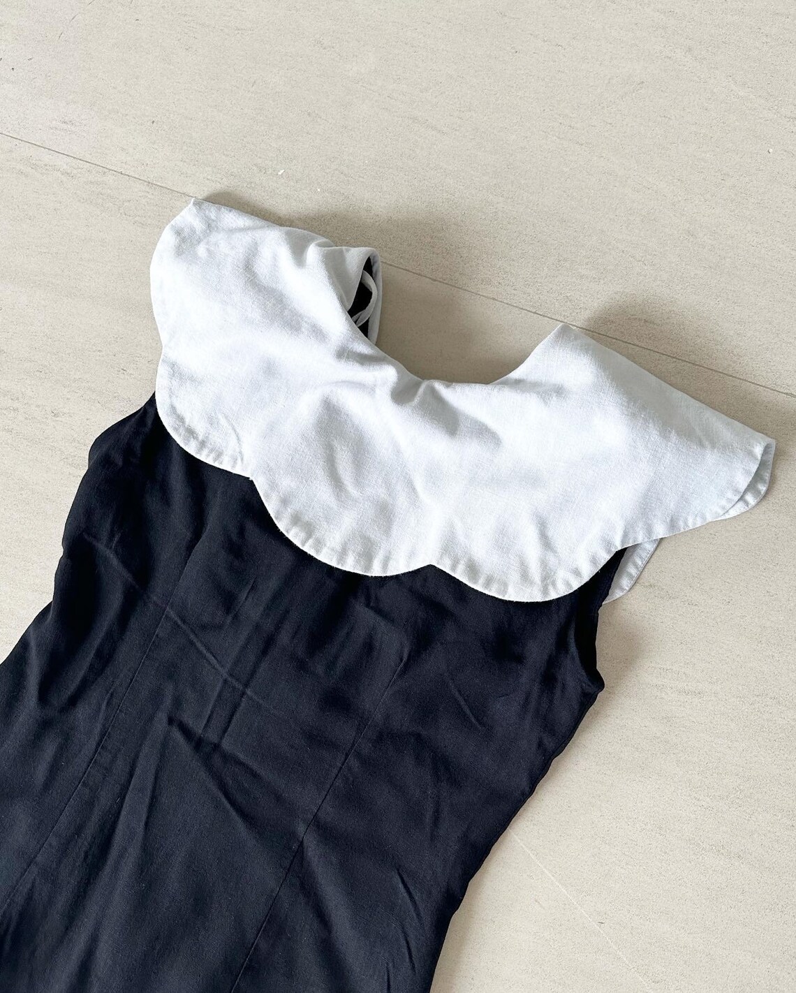 Timeless Black and White Scalloped Bib Neckline Dress - Etsy