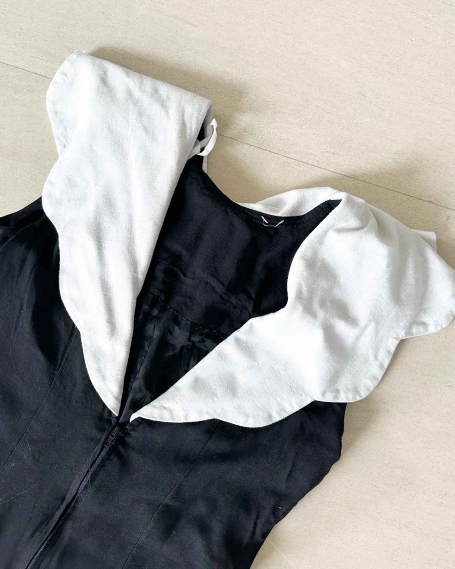 Timeless Black and White Scalloped Bib Neckline Dress - Etsy