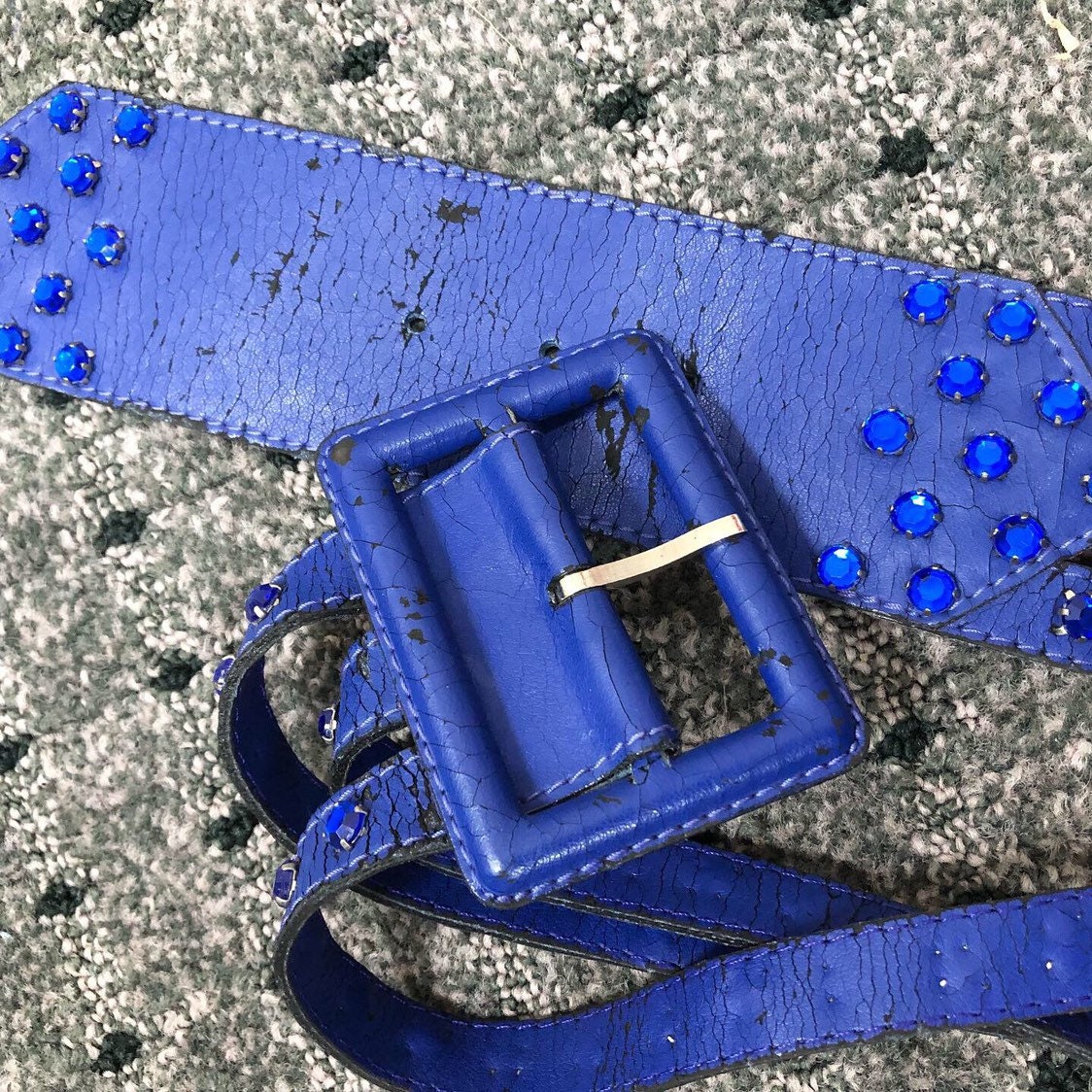 Studded Royal Blue Belt - Etsy
