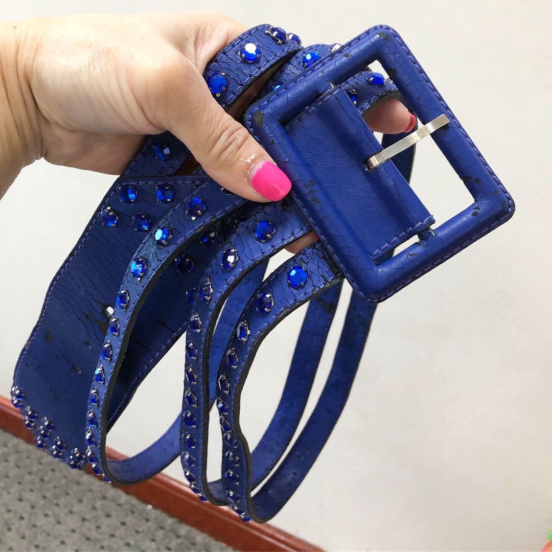 Studded Royal Blue Belt - Etsy