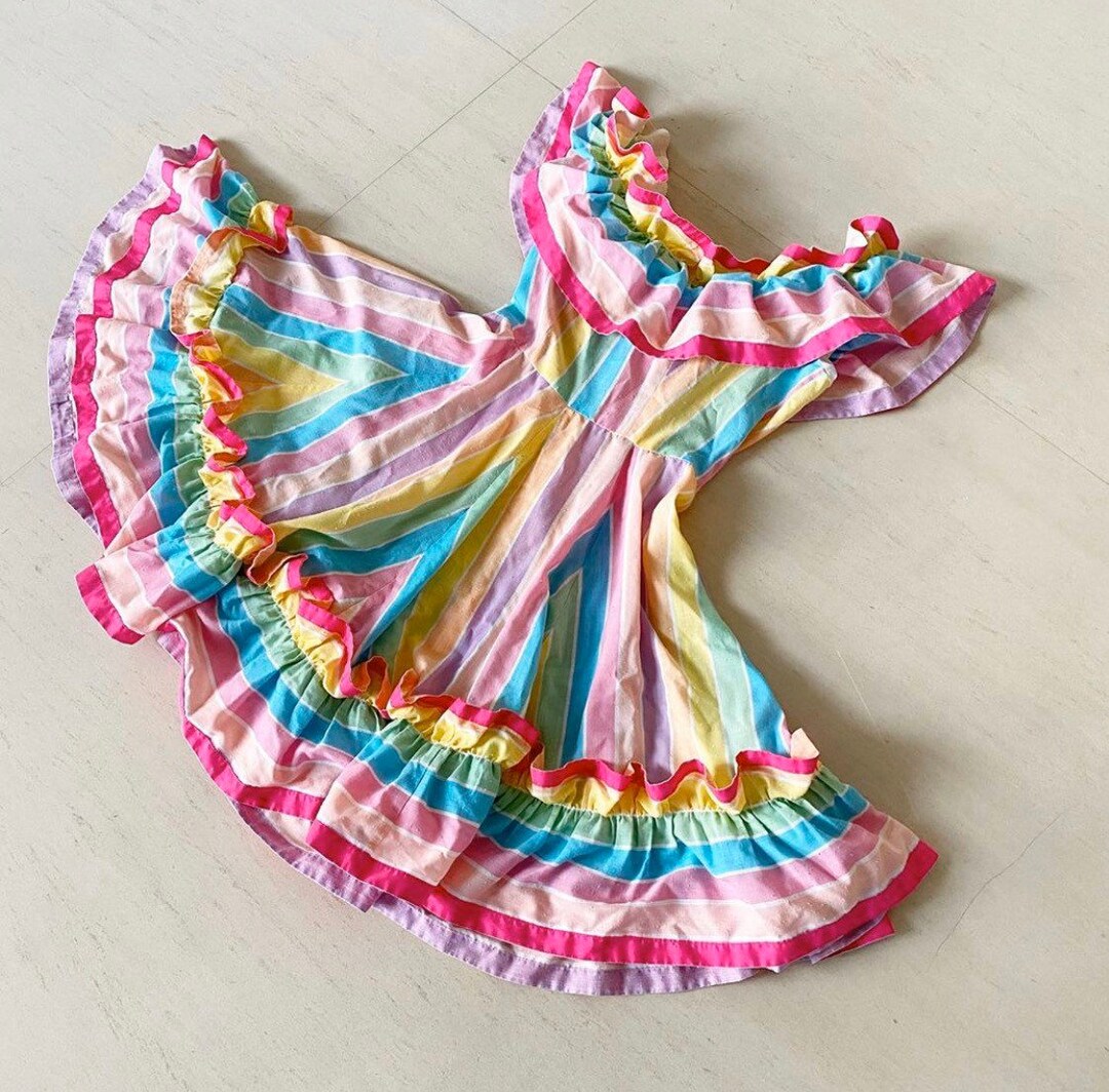 Beautiful Flirty Rainbow Ruffled Dress - Etsy
