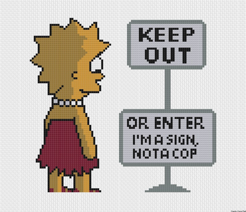 I'm a Sign, Not a Cop Lisa Simpson PDF Cross Stitch Pattern - Etsy