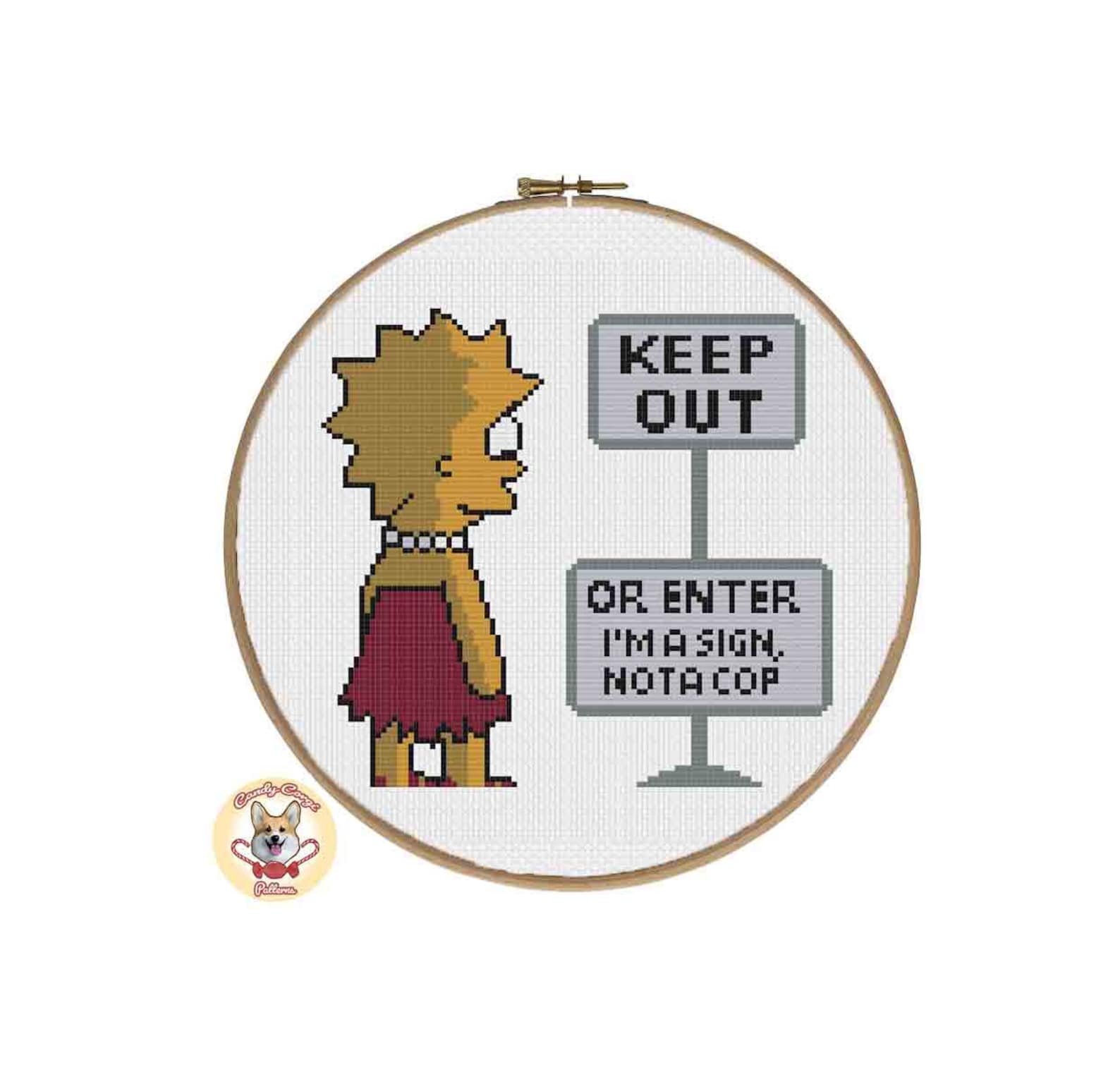 I'm a Sign, Not a Cop Lisa Simpson PDF Cross Stitch Pattern - Etsy