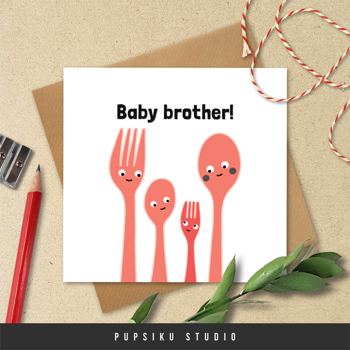 BABY BROTHER Card Super Mignon Baby BOY Card Cuillères et | Etsy