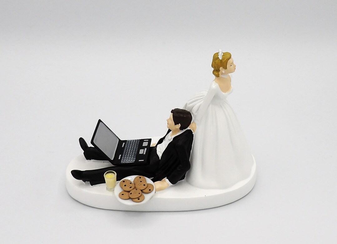 Wedding Reception Nerd Laptop Computer Cookies & Milk Cake Topper - Etsy