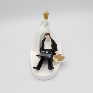 Wedding Reception Nerd Laptop Computer Cookies & Milk Cake Topper - Etsy