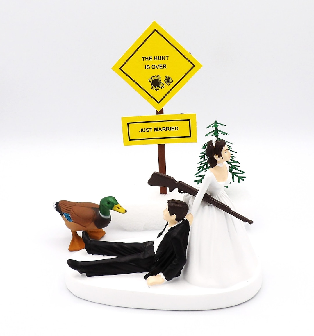 Wedding Reception Party Bride and Groom Couple Both Dark Hair Duck Fowl ...