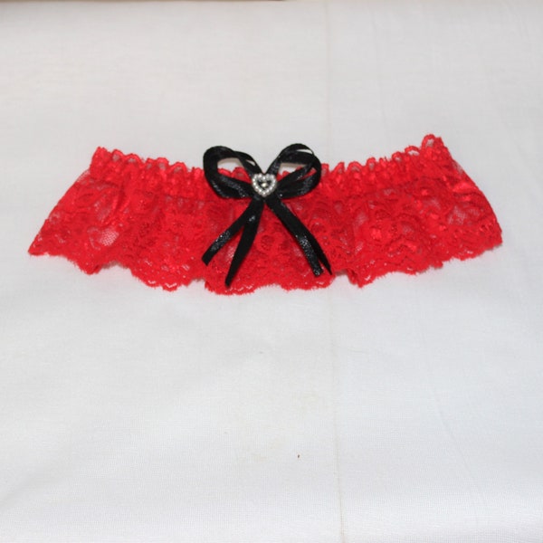 Black and Red Garter - Etsy