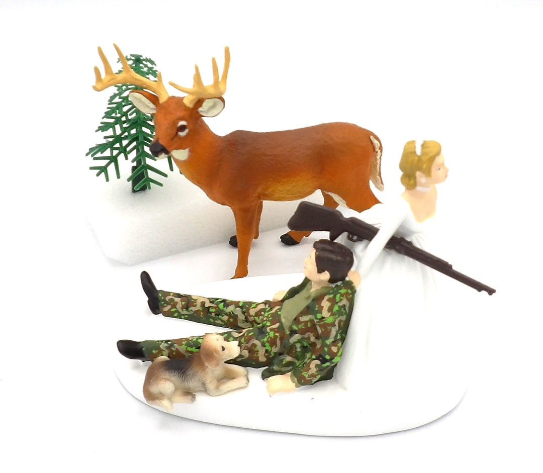 Wedding Reception Party Camo Deer Rifle Gun Hunting Hunter Cake Topper ...