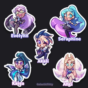 KDA All Out Stickers League of Legends akali Ahri Seraphine Evelynn Kai ...