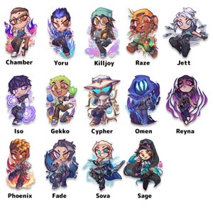 Valorant Chibi Stickers - Agent Stickers Sage Reyna Phoenix Chamber ...