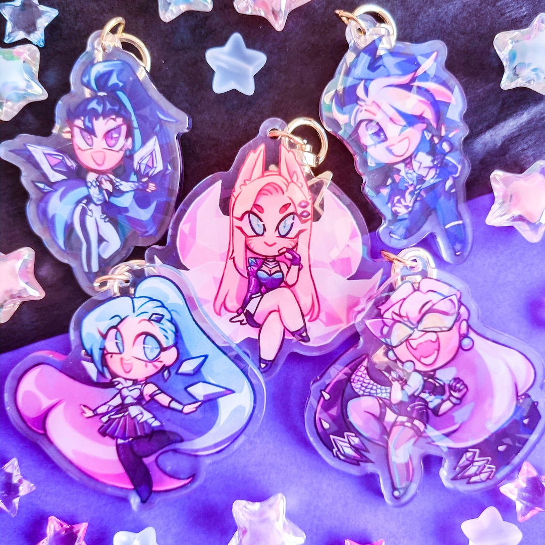 KDA All Out Acrylic Keychains League of Legends Charms / Akali Ahri ...