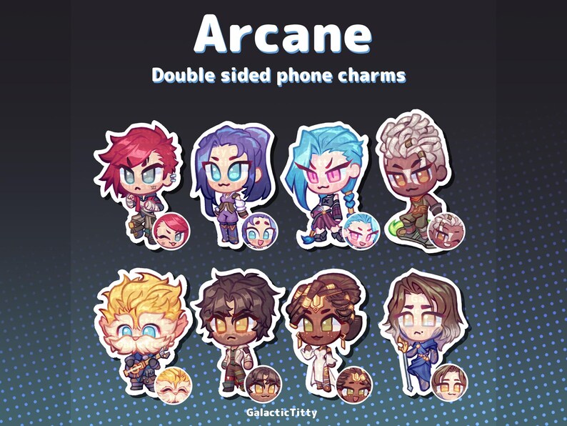 Acrylic Mini Phone Charms | Arcane | Vi Caitlyn Jinx Ekko Heimerdinger ...