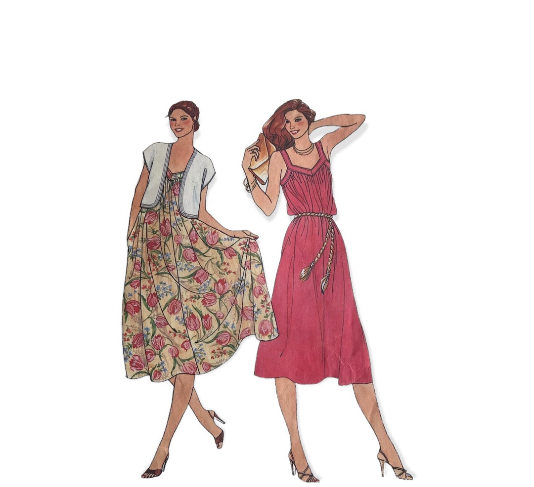 1970s Dress & Vest Sewing Pattern: Butterick 6524, Junior Size 9/10 - Etsy