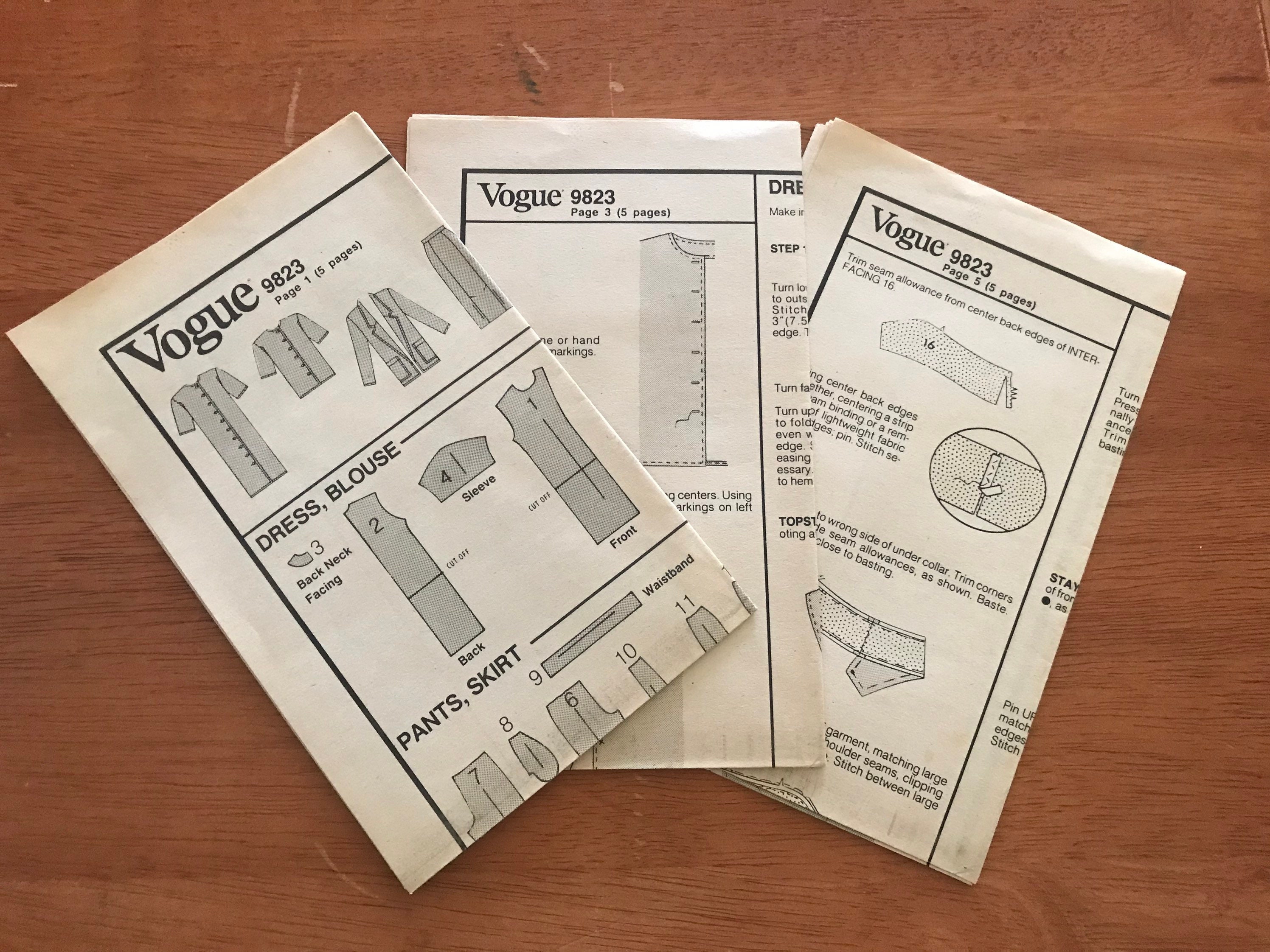 Vogue 9823 Sewing Pattern UNCUT FF Below Hip Jacket W Notched - Etsy