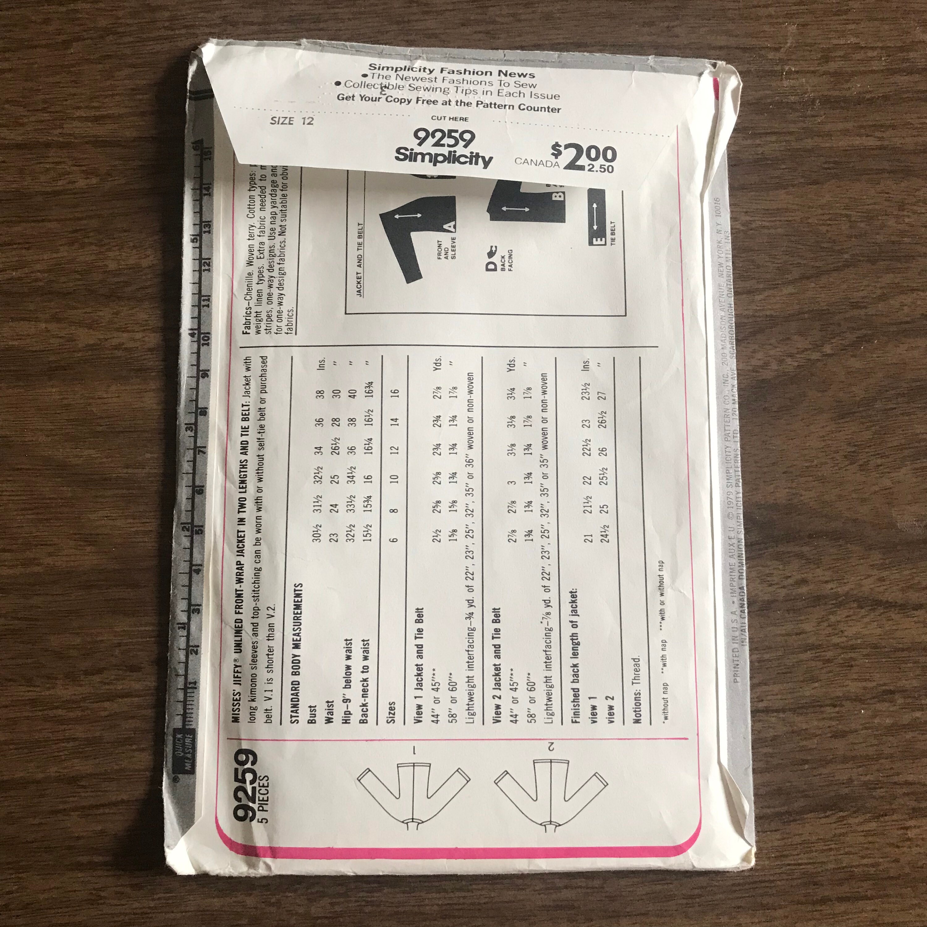 Simplicity 9259 Sewing Pattern UNCUT FF Misses Jiffy Unlined | Etsy