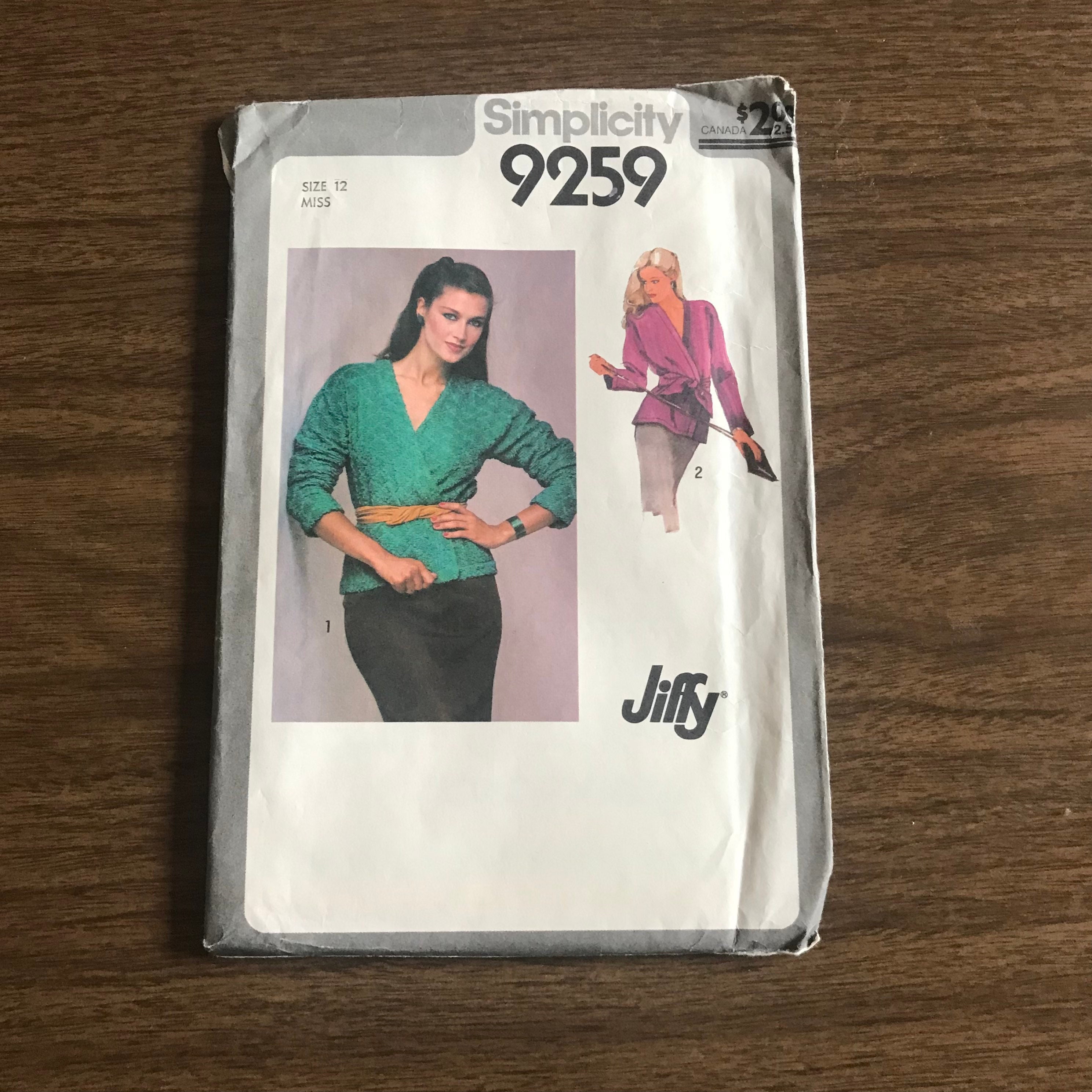 Simplicity 9259 Sewing Pattern UNCUT FF Misses Jiffy Unlined | Etsy
