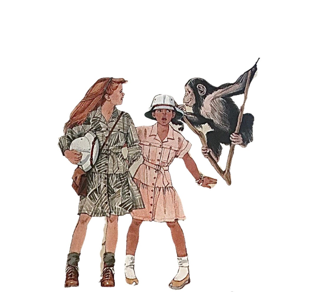 Vintage 1988 Simplicity 8763 Girls Safari Dress Sewing Pattern - Size 7 ...