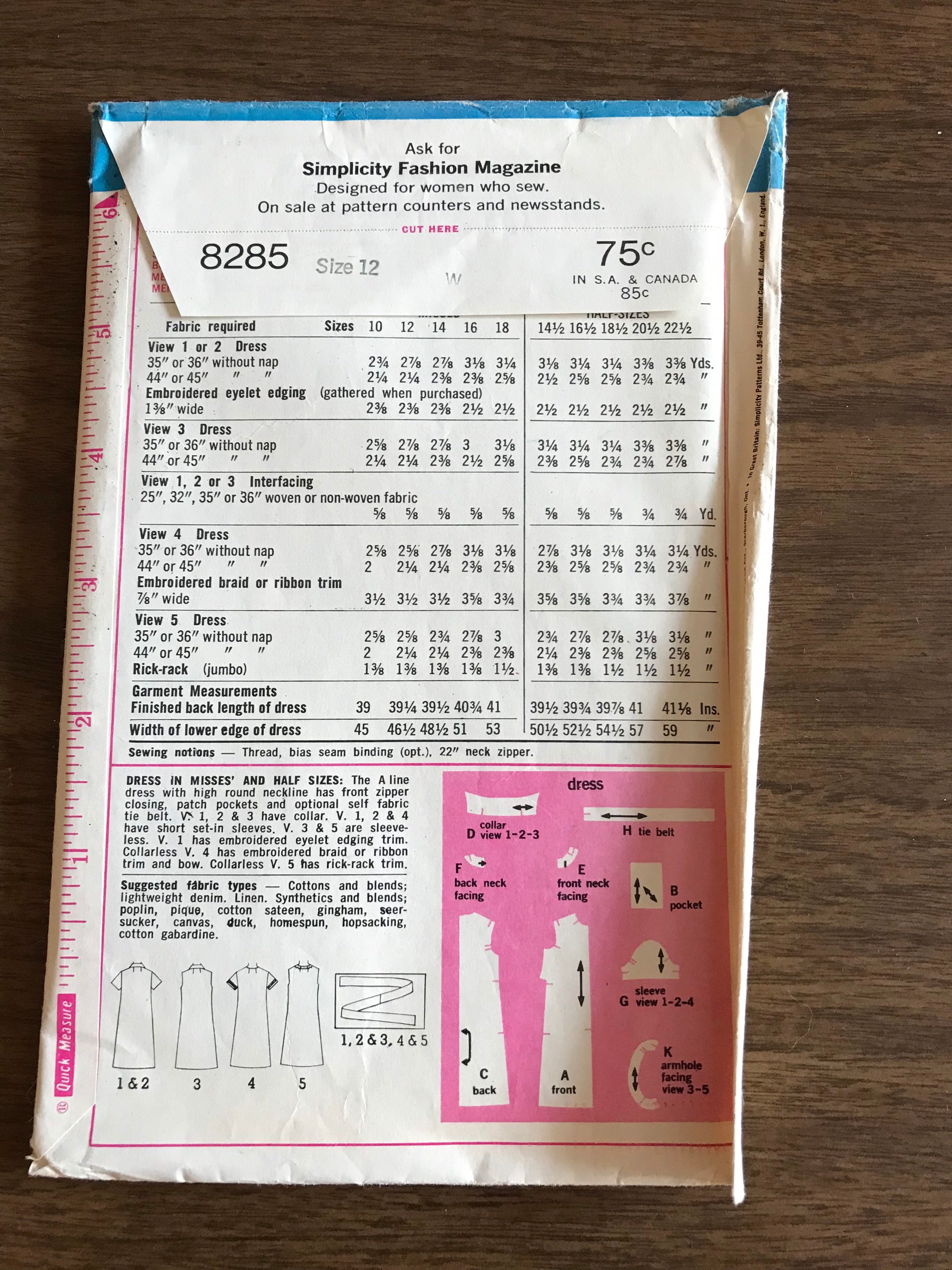 Simplicity 8285 Sewing Pattern UNCUT FF Size 12 Misses Dress | Etsy