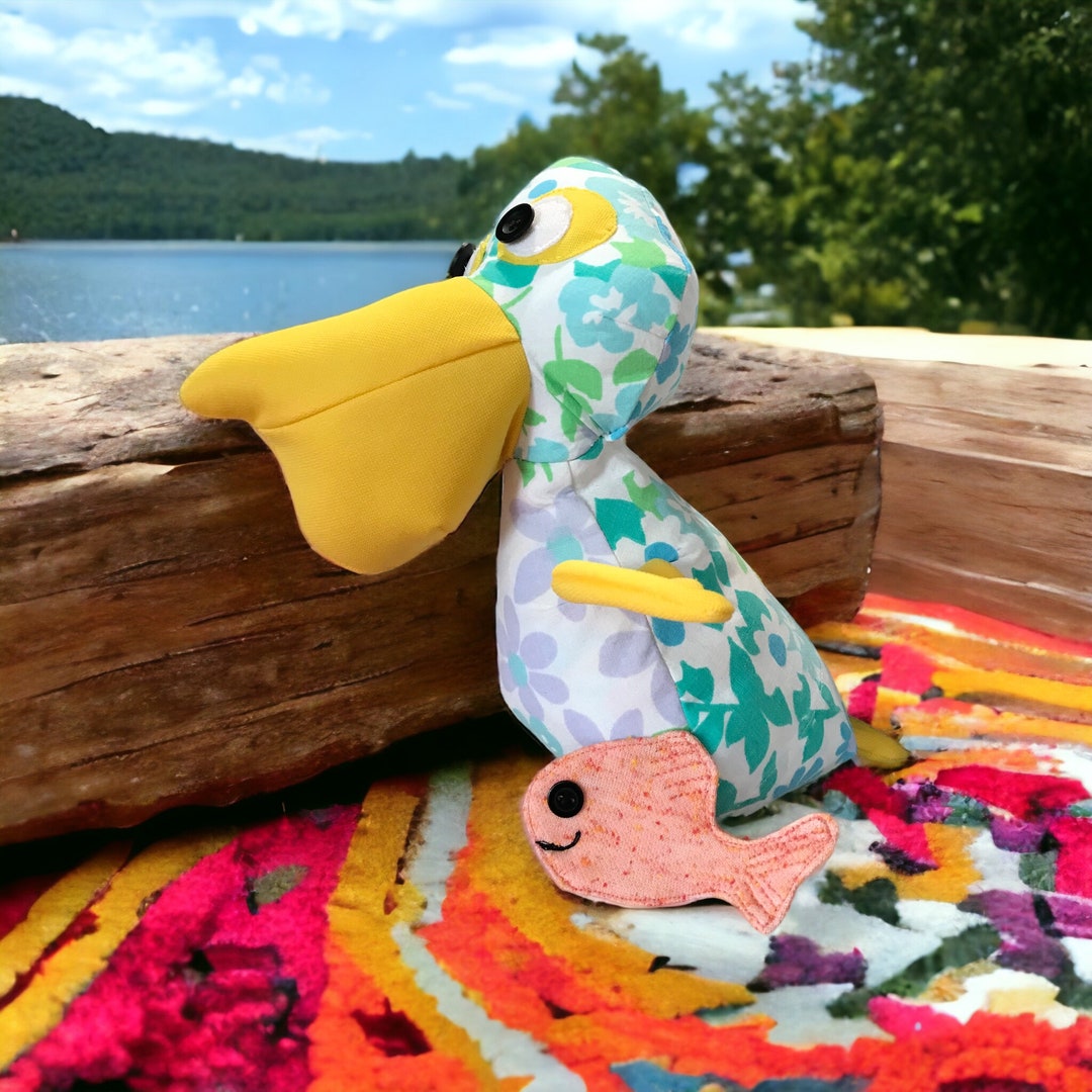 Pelican Plush Toy Stuffed Animal With Fish, Nautical Room Decor, Gift ...