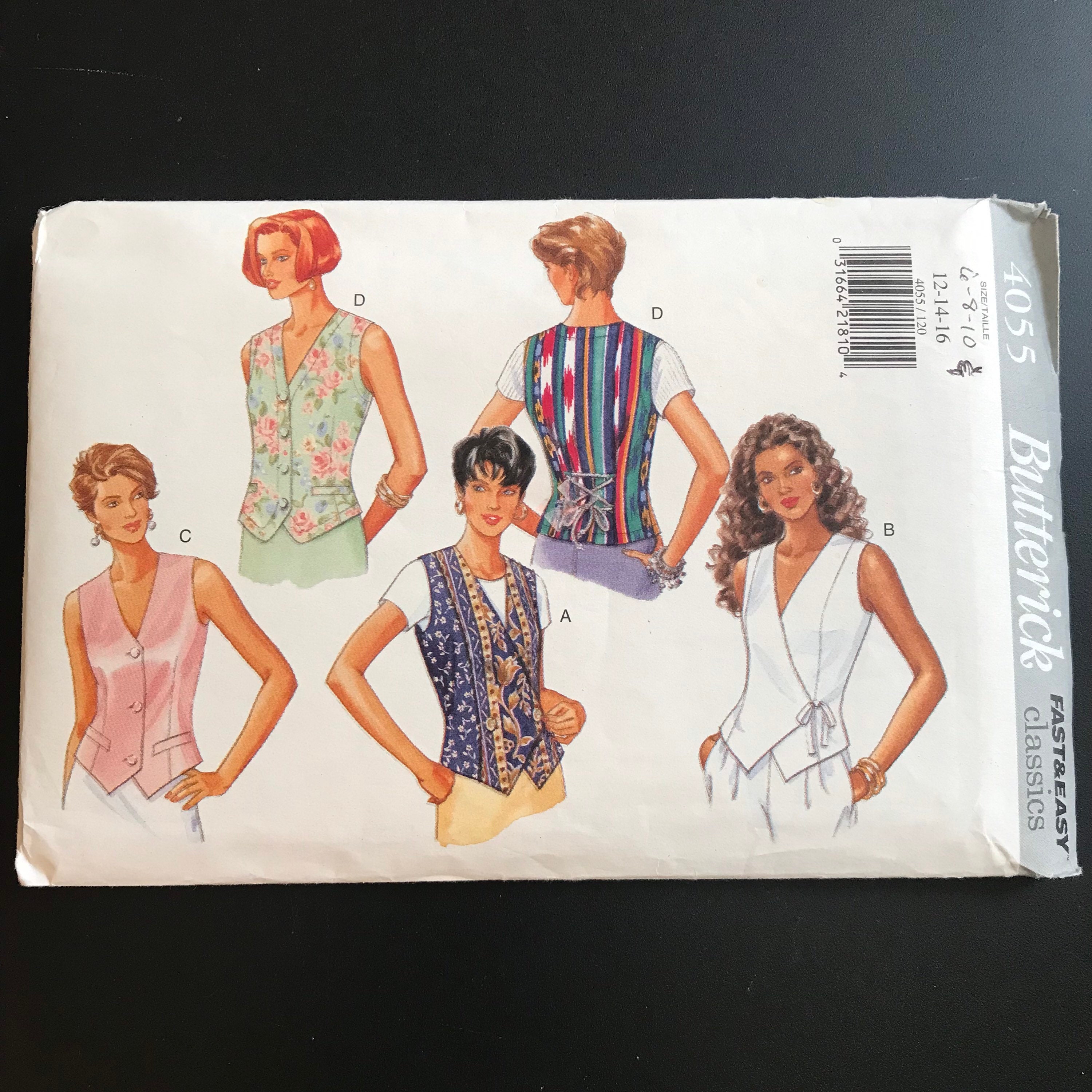 Butterick 4055 Sewing Pattern UNCUT FF Misses Lined Top W/ - Etsy