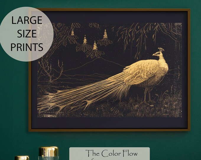 Peacock Art Print, Vintage Peacock Art Nouveau Print, Vintage Bird Wall ...