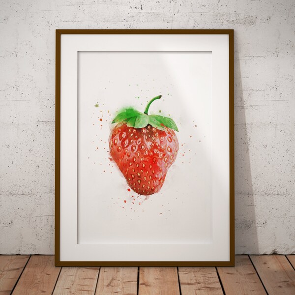 Watercolor Strawberry - Etsy