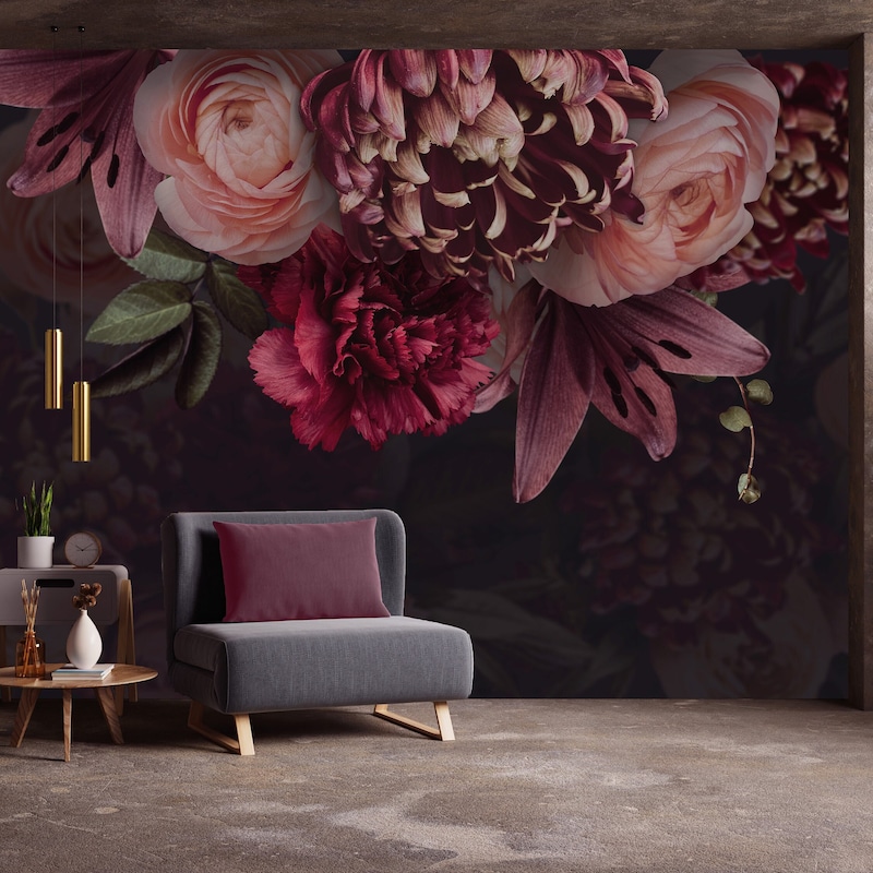 Large Floral Wallpaper - Etsy