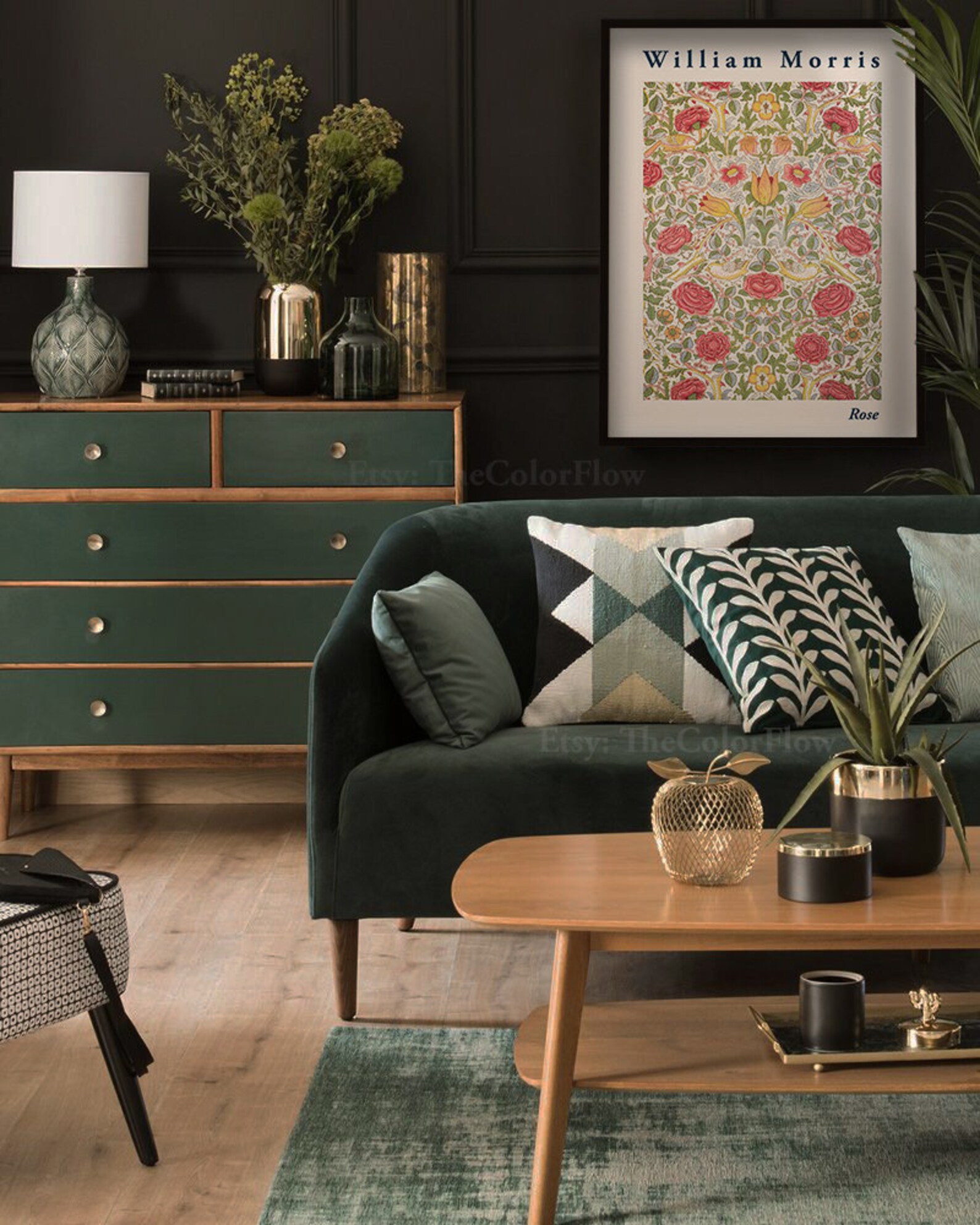 William Morris Rose Pattern Poster Morris Print Retro | Etsy