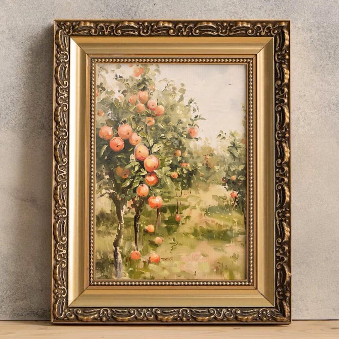 Orange Tree Print, Orange Orchard Art, Vintage Landscape Print ...