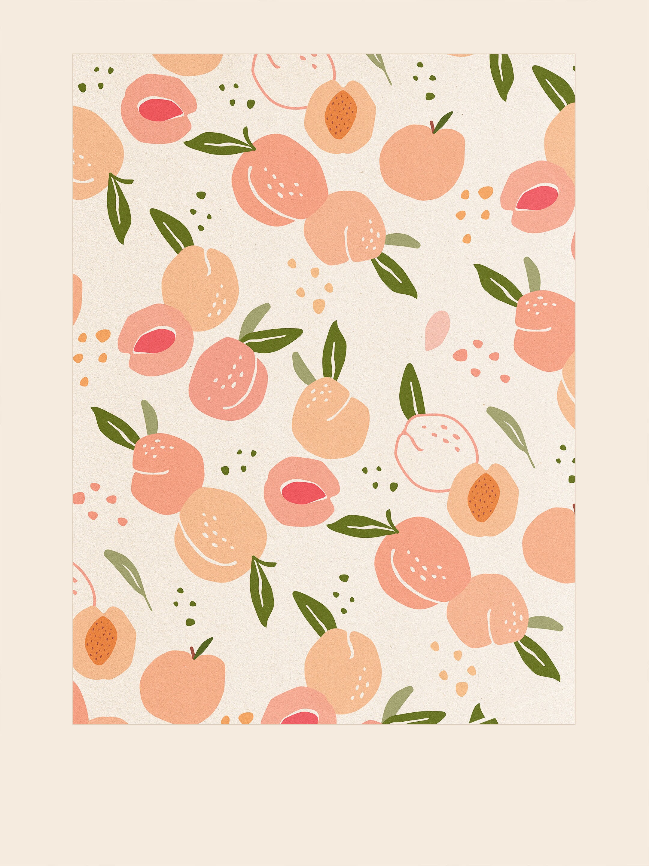 Peach decor peaches poster boho fruit print kitchen wall | Etsy