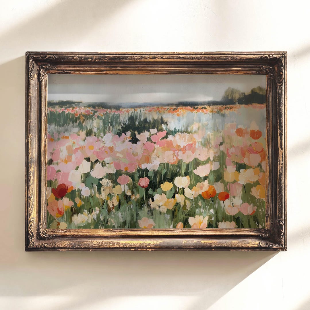 Spring Landscape Painting, Oil Painting Print, Abstract Spring Wall Art ...