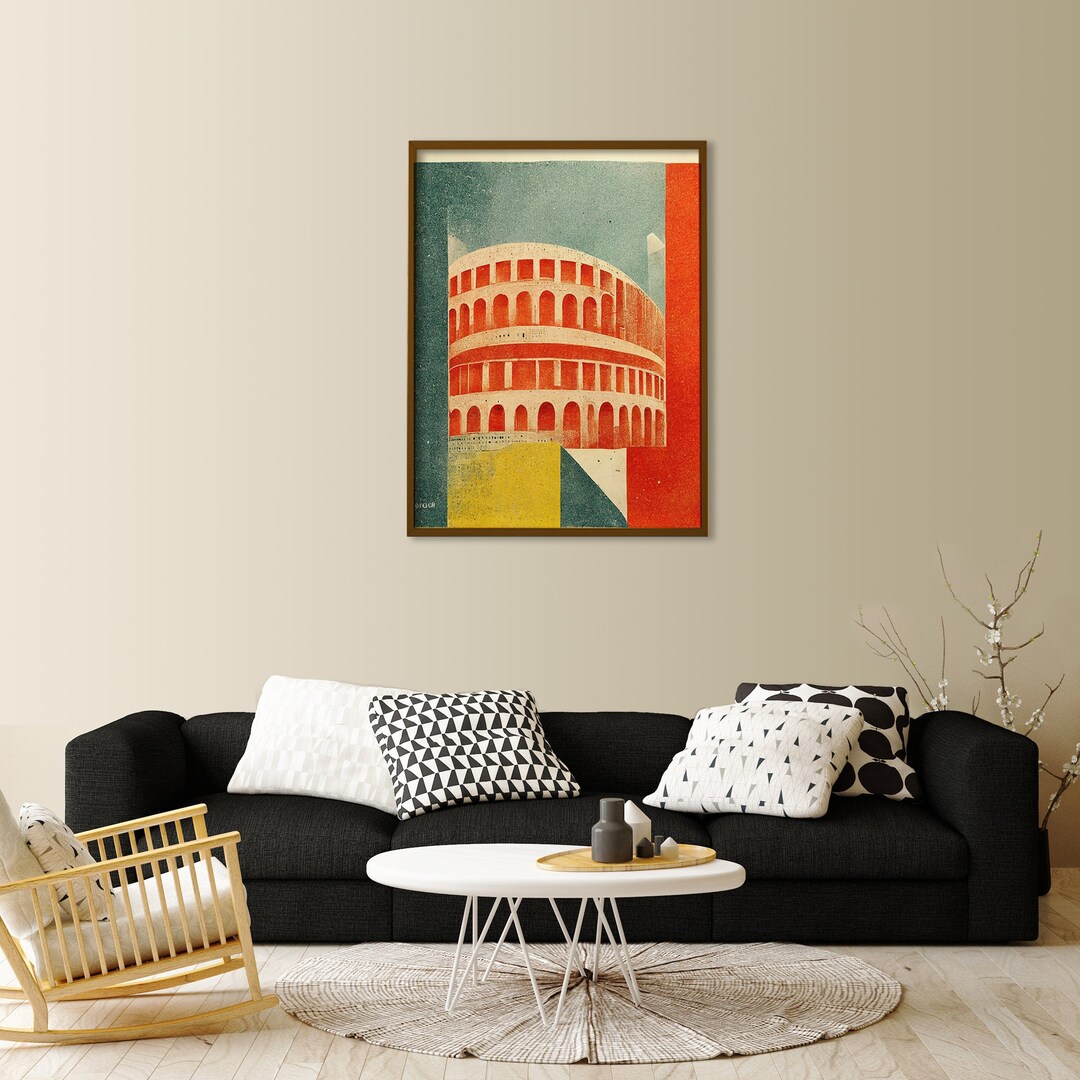 Rome Print, Retro Rome Poster, Mid Century Modern Art, Geometric Art ...