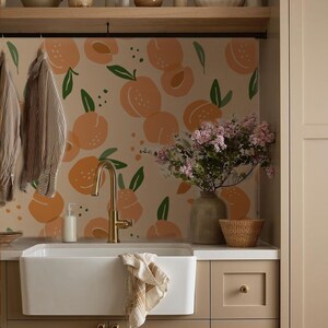 Fruit Wallpaper Kitchen, Peach Wallpaper, Laundry Room Peel and Stick ...