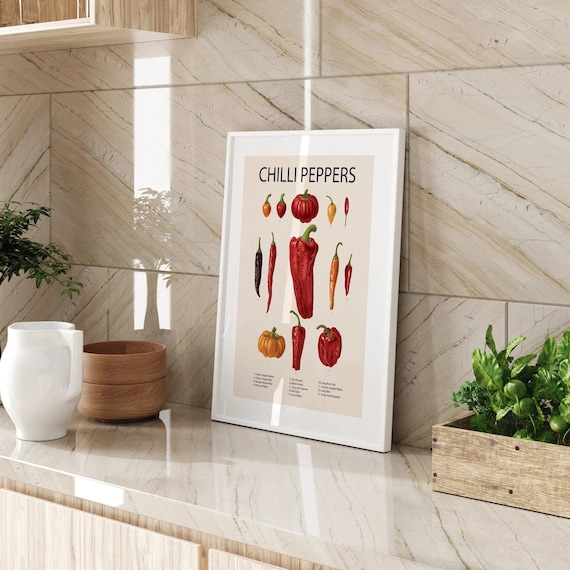Chilli Pepper Print Spicy Food Lovers Gift Large Kitchen - Etsy