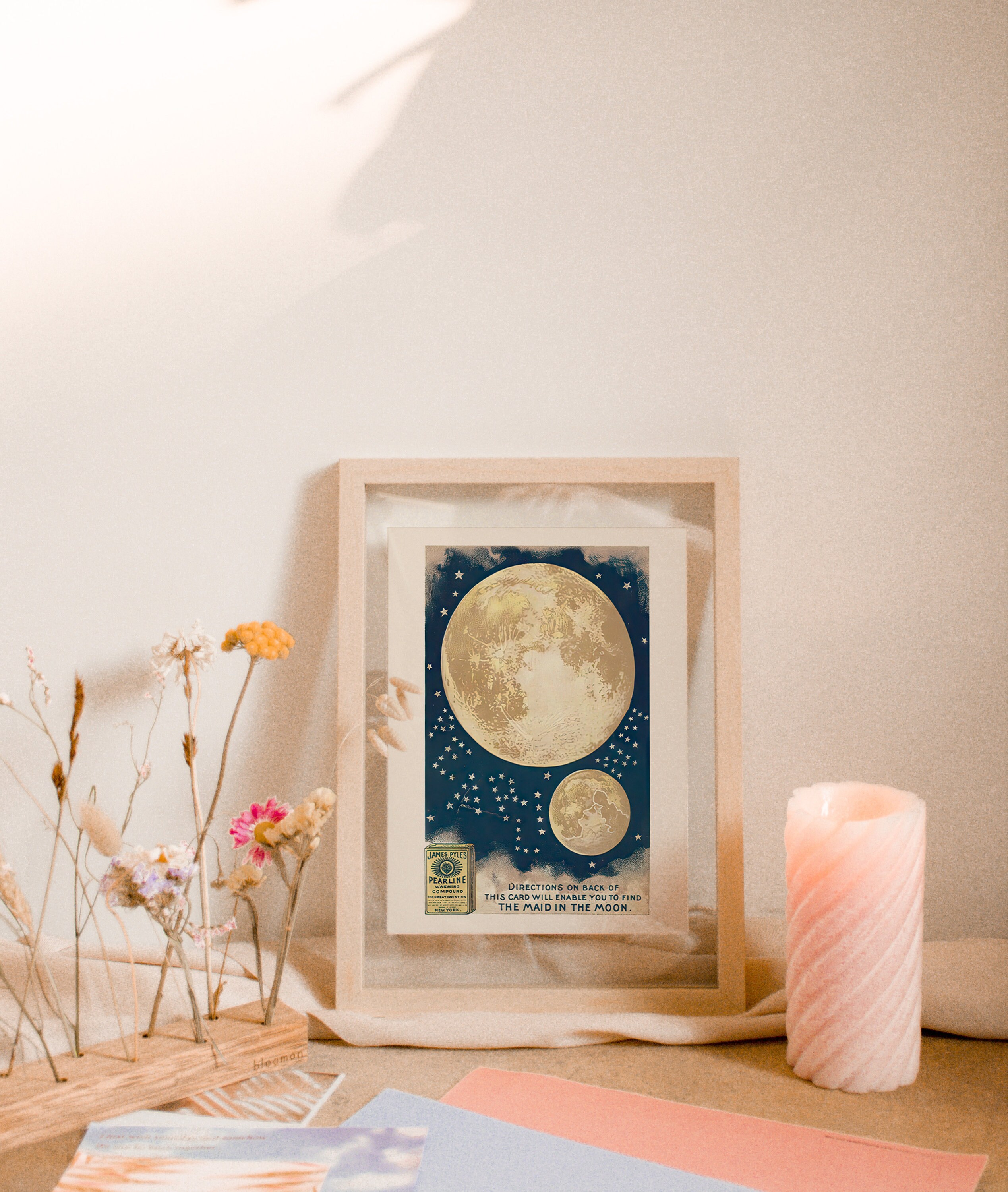 Vintage Moon Poster, Antique Moon Print, Lunar Print, Moon Stars Print ...