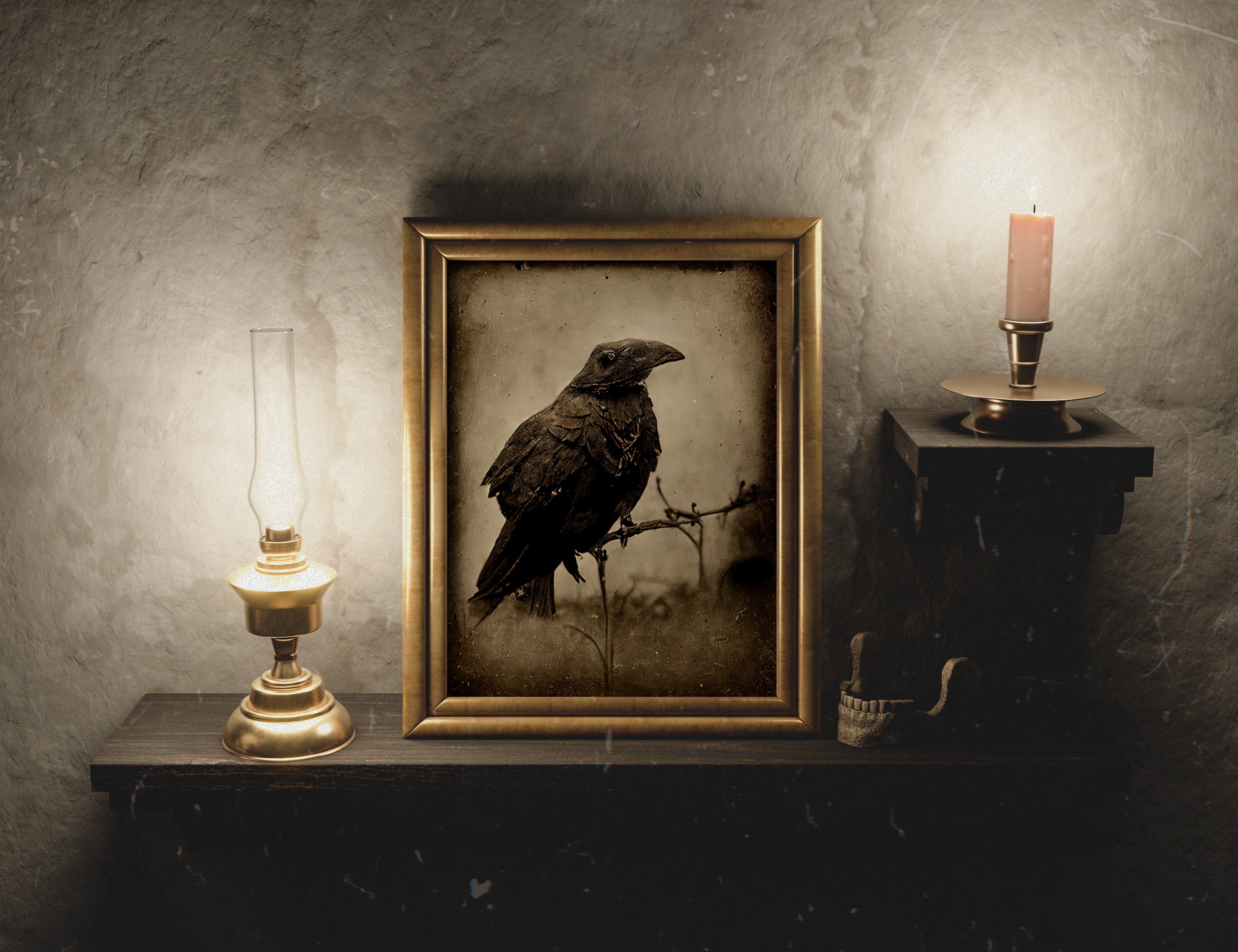 Gothic Raven Print Vintage Victorian Raven Art Halloween - Etsy